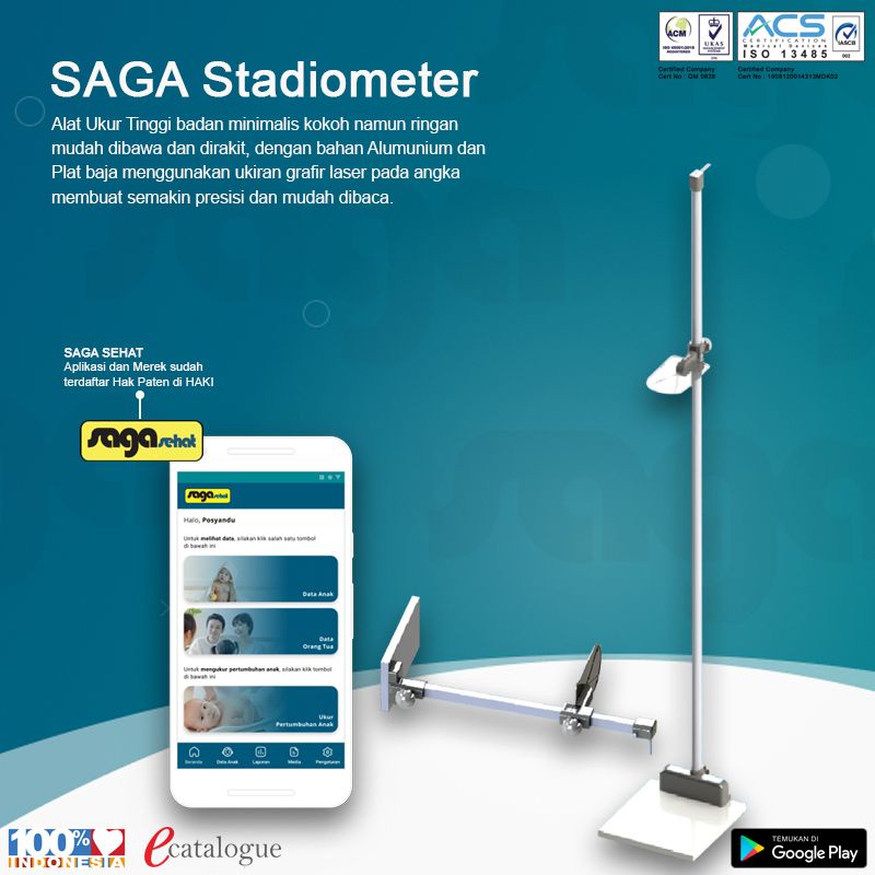 Jual Alat Ukur Tinggi Badan Stadiometer SAGA Produk Original Murah ...