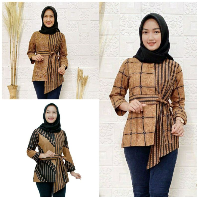 Jual Blus Batik Songket Sogan Modern Ukuran M, L, XL, XXL, 3L, Dan 4L ...