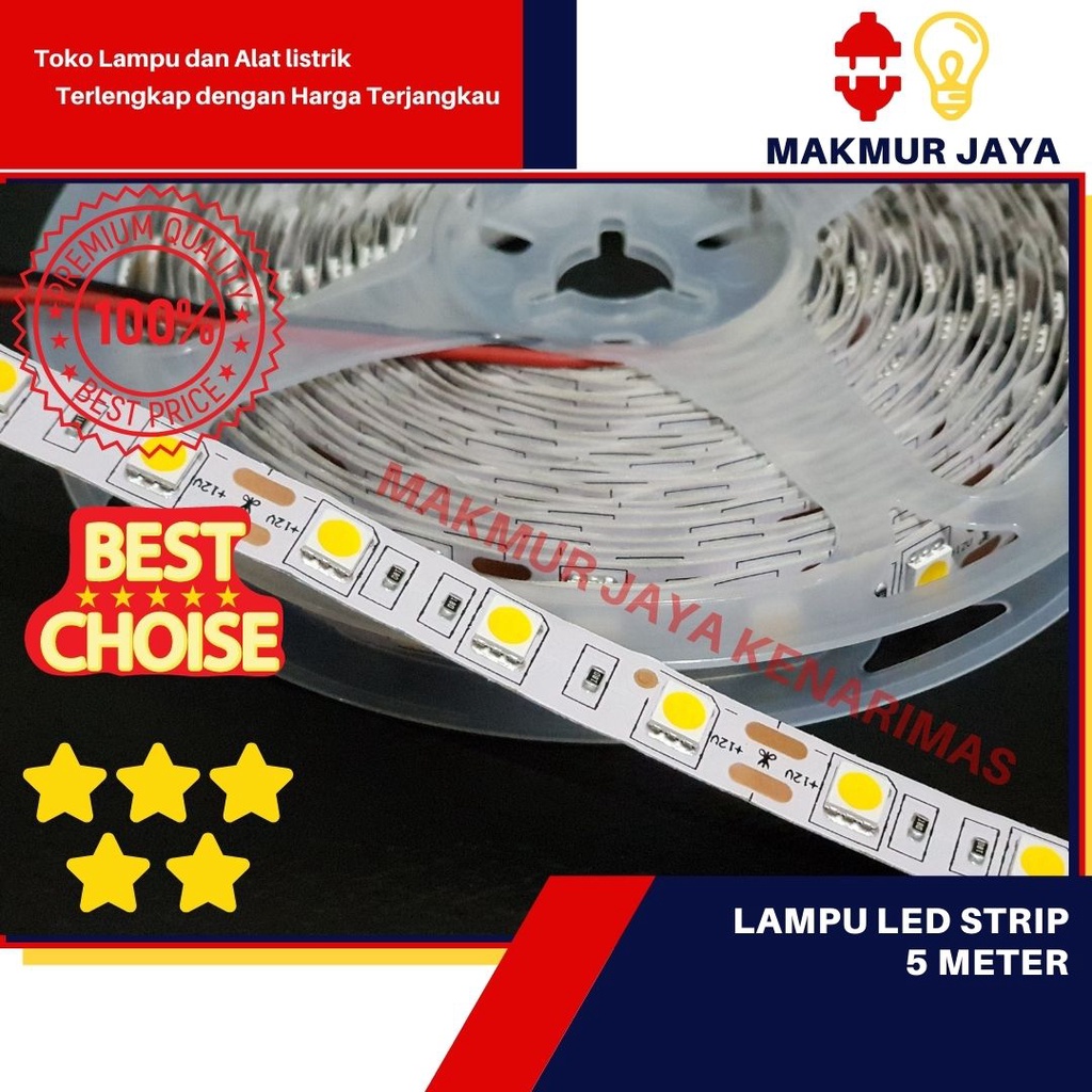 Jual LED STRIP LIGHT MATA BESAR 5050 SMD IP33 indoor 5meter | Shopee ...