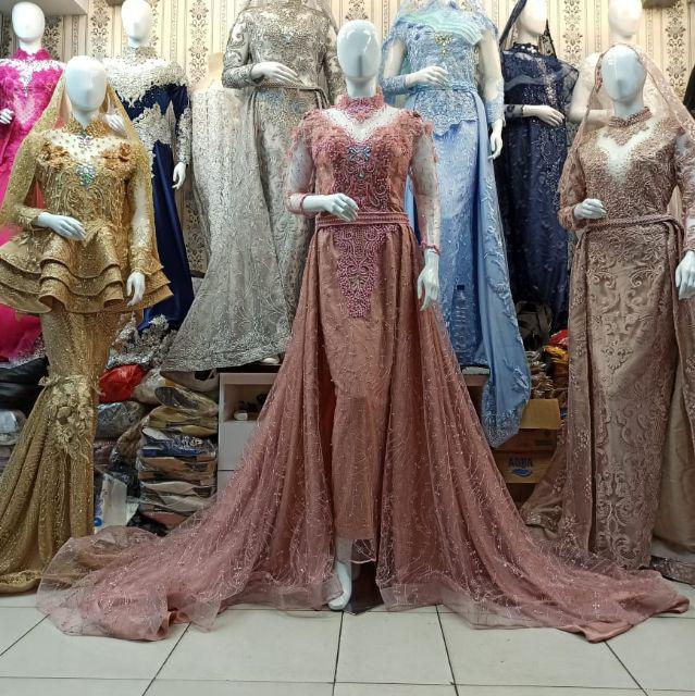 Jual Gaun span full payet mewah terbaru 2020 / gaun akad pengantin ...