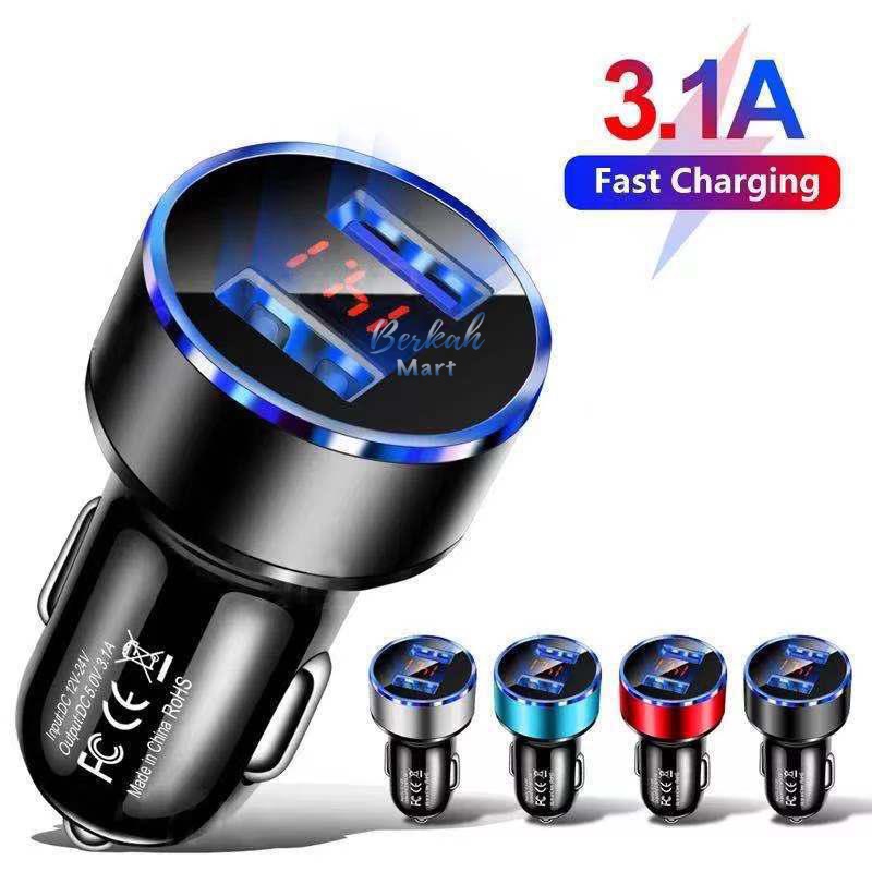 Jual 3.1A 2 Port USB Charger Mobil Ganda USB LED Display Multifungsi ...