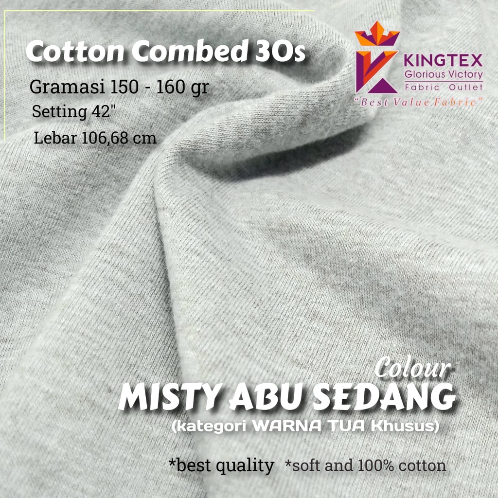 Jual Cotton Combed 30S WARNA MISTY ABU SEDANG Kingtexfo_tokobahankaos ...