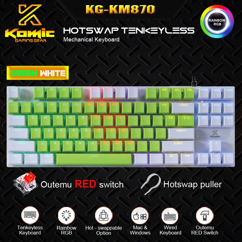 Jual Keyboard Gaming Mecha Hotswap TKL Outemu Komic KM870 Green-Red ...