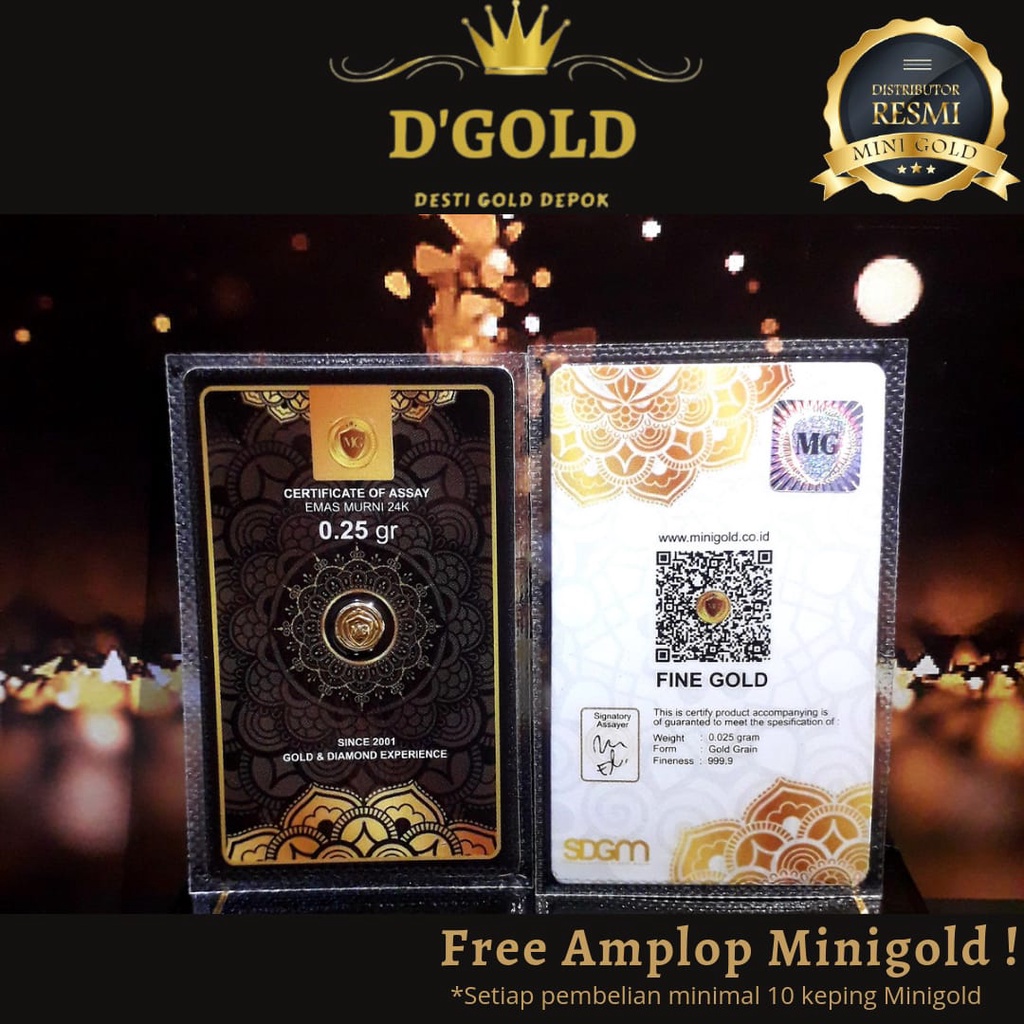 Jual MINIGOLD 0,25 Gram Logam Mulia Emas 24 Karat / EMAS MINI GOLD ...