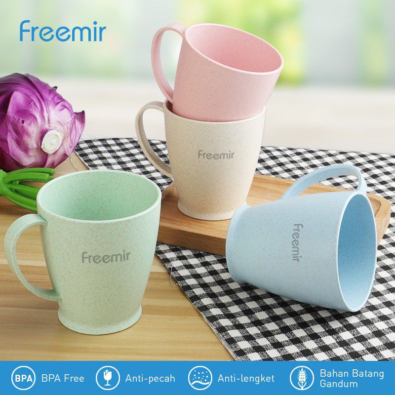 Jual Freemir Gelas Wheat Straw Kopi Mug Cangkir untuk Jus Susu Teh Air ...