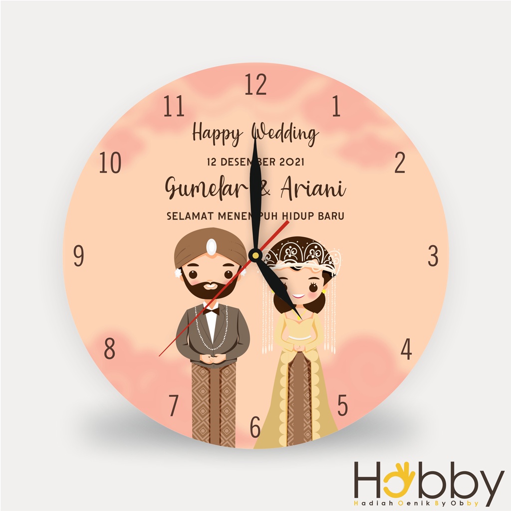 Jual JAM DINDING KAYU CUSTOM NAMA KARAKTER KADO PERNIKAHAN UNIK HADIAH ...