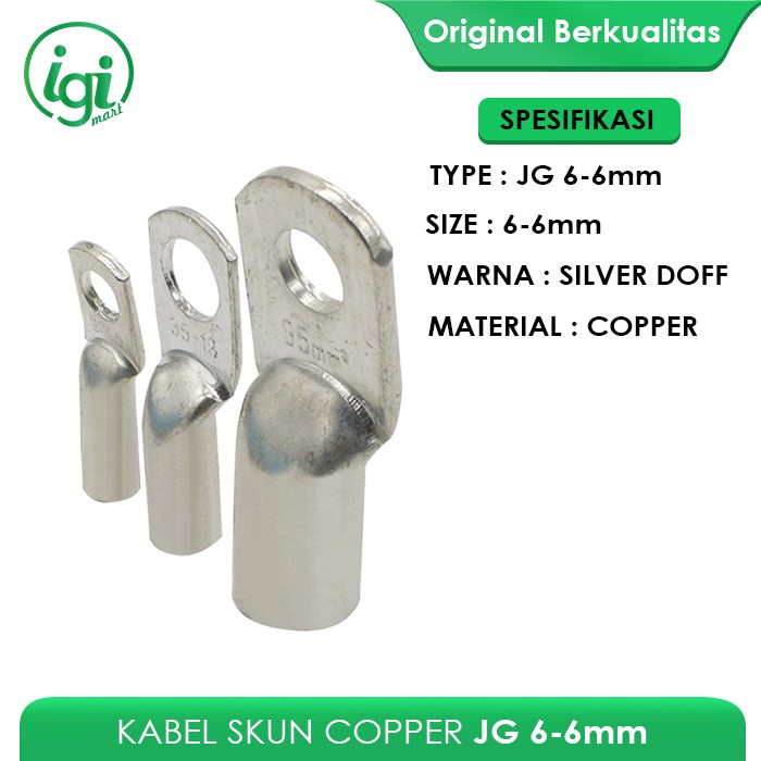 Jual KABEL SKUN TEMBAGA JG 6-6MM KONEKTOR / CABLE SCUN CONNECTOR LUG 6 - 6 | Shopee Indonesia