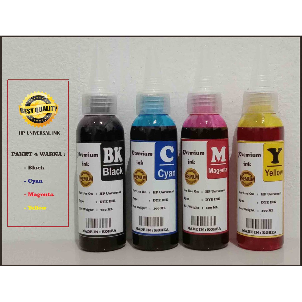 Jual TINTA REFILL HP UNIVERSAL 100ML PREMIUM INK PAKET 4 WARNA + BONUS ...
