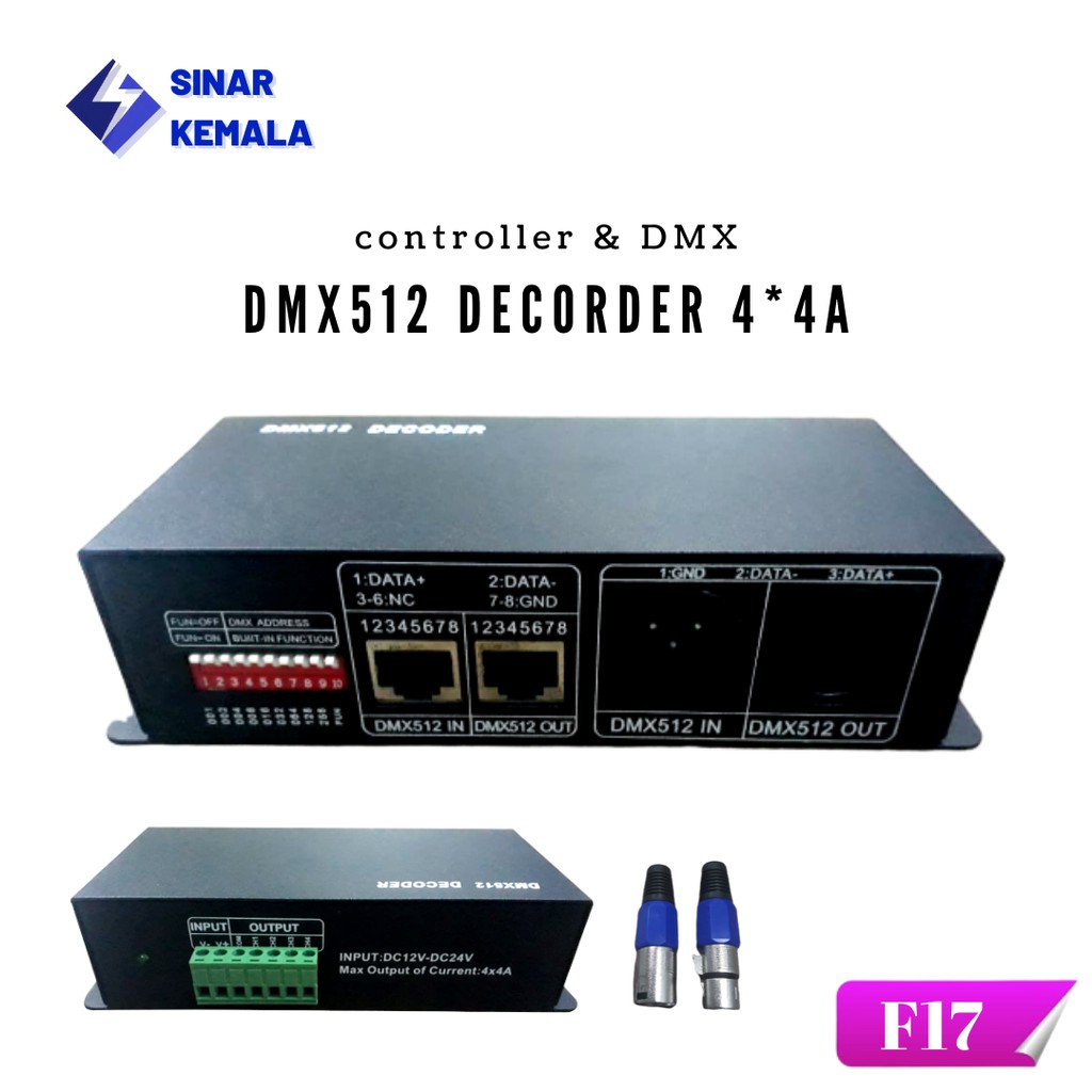 Jual DMX 512 Decoder 4 x 4A 12V 24V DC Controller LED RGB | Shopee ...