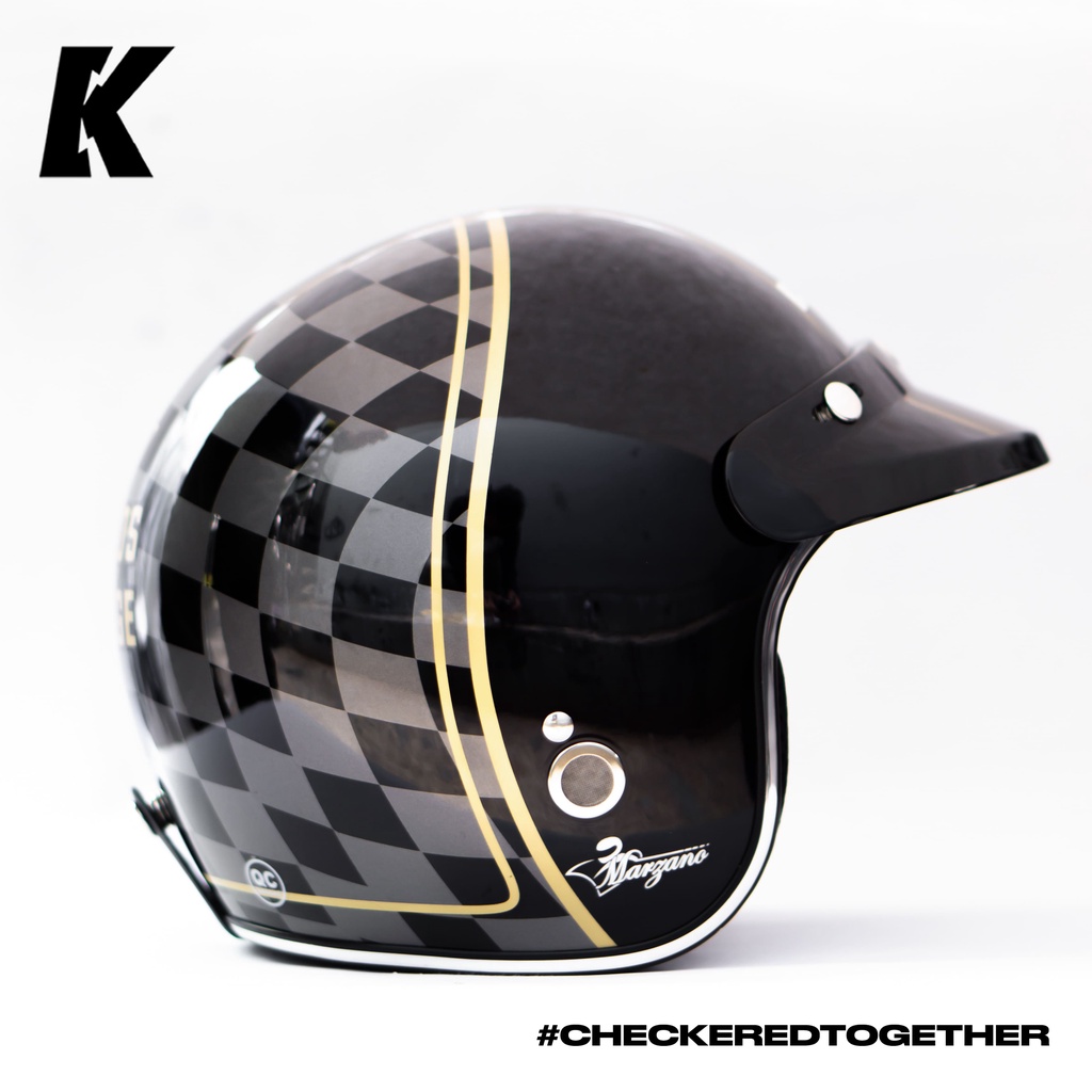 Jual KATROS X MARZANO - CHECKERED MOTORCYCLE HELMET / HELM MOTOR ...