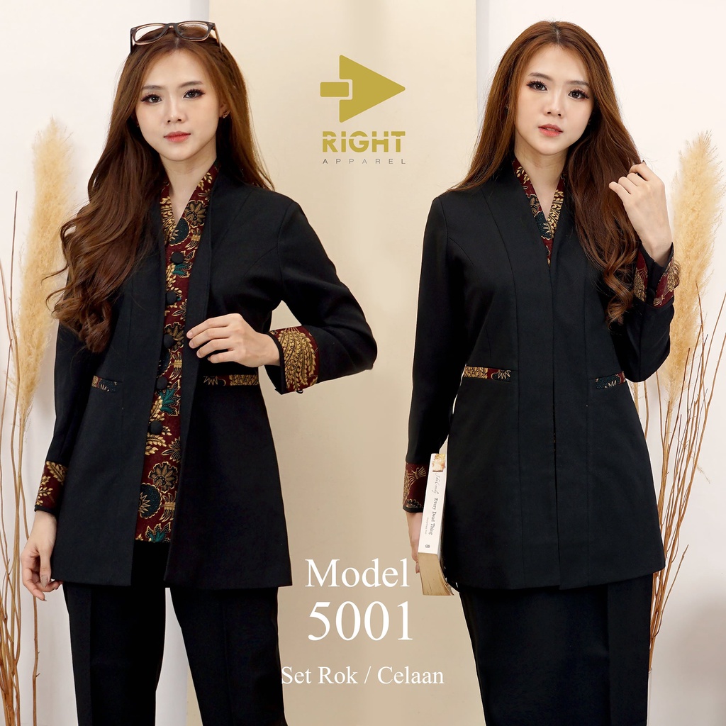 Jual [VANERICK] - Jas Seragam Blazer Wanita HITAM Stelan Rok Panjang ...