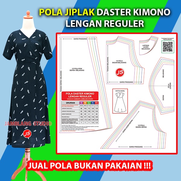 Jual Pola Jiplak Daster Kimono Lengan Reguler [ Pola Baju Jamblang Studio ] | Shopee Indonesia