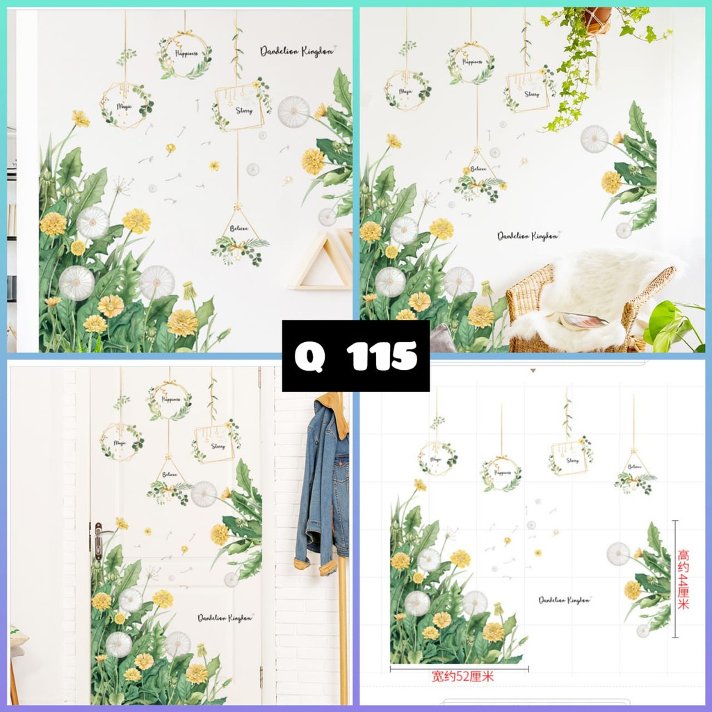 Jual GM- Q115 STIKER DINDING RUMPUT DANDELION WALLSTIKER GANTUNGAN ...