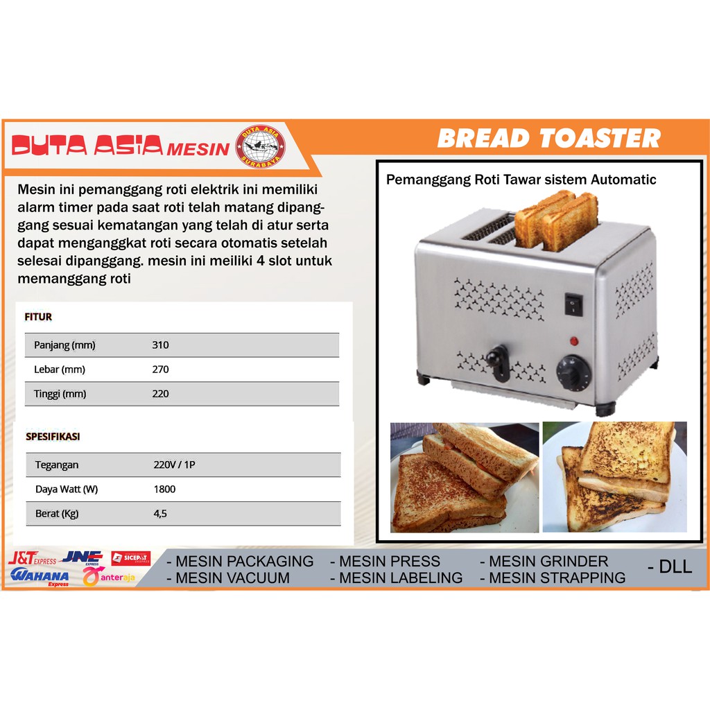 Jual MESIN ELEKTRIK PEMANGGANG ROTI TAWAR OTOMATIS ANGKAT ISI 4 SLOT ...