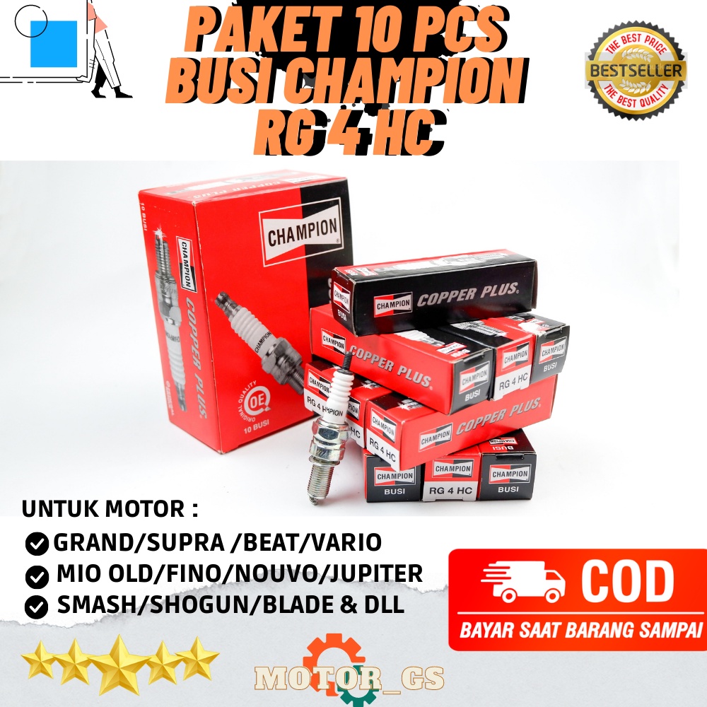 Jual Busi Champion Copper RG 4 HC 10pcs Untuk Motor Mio Jupiter Vixion ...