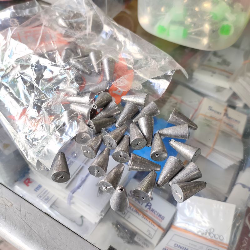 Jual Timah / Timbel / Bandul / Pemberat Pancing Model Kerucut | Shopee ...