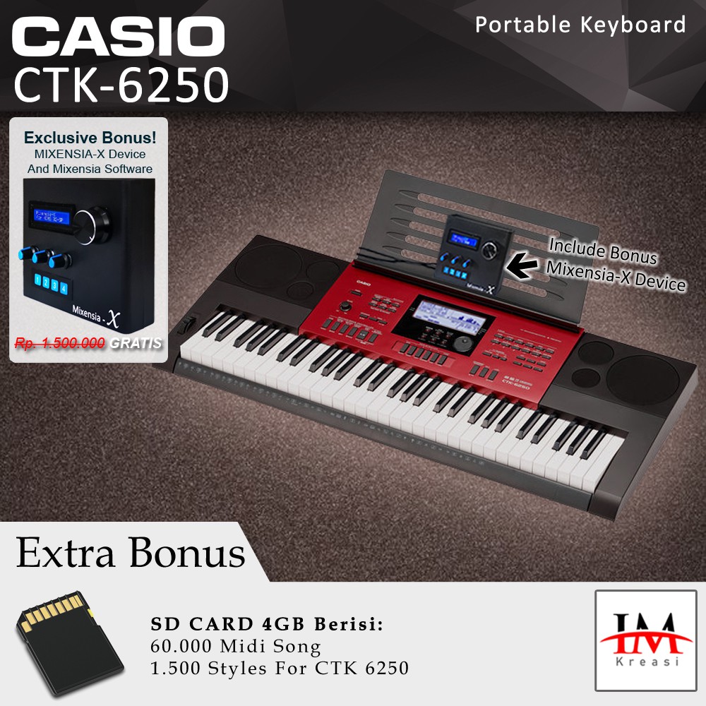 Jual Keyboard Casio CTK6250 Bundle Hardware Mixensia-X / CTK 6250 ...