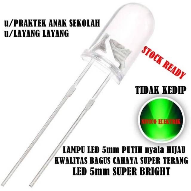 Jual LED 5mm PUTIH-HIJAU/ LED 5mm PUTIH Nyala HIJAU/ Led 5 mm PUTIH ...