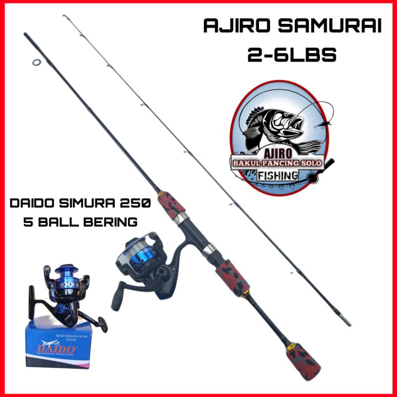 Jual satu set joran pancing ul ultralight lentur fiber solid murah kuat ajiro samurai 150 165 ...