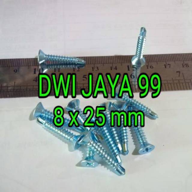 Jual 200 pcs sekrup sds fh jf 8x25 mm baut drilling acp roofing hollo ...