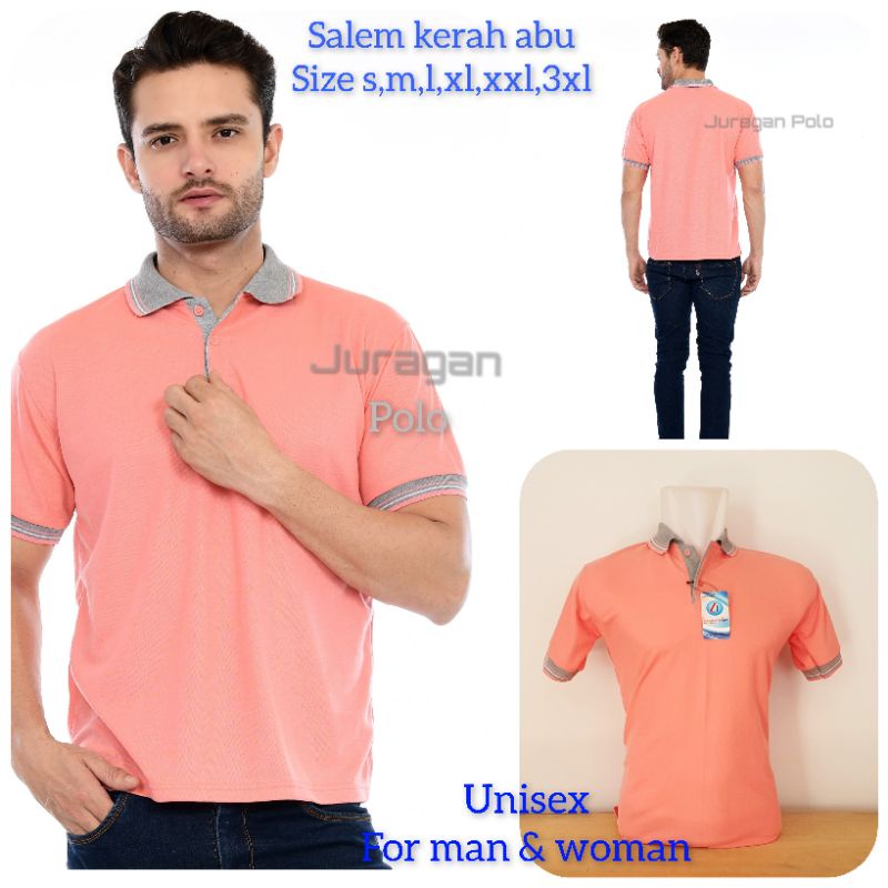 Jual wangki polos/kaos kerah lakos pdk/pjg seri oren/salem kerah polos ...