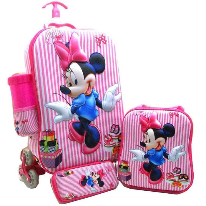 Jual Tas Sekolah Tas Trolley Anak Sekolah Minnie Mouse 3D 4in1 Set 6 ...