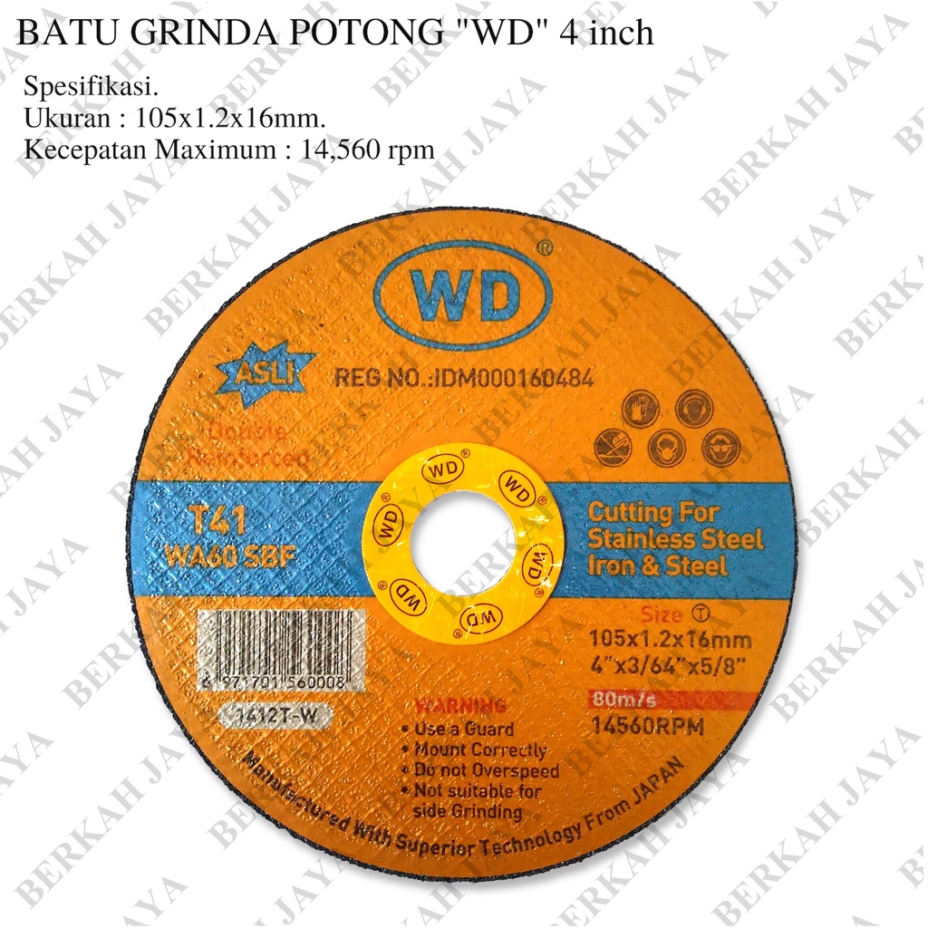 Jual WD Mata Gurinda Batu Gerinda Potong Besi Grinda Cutting Wheel 4 ...