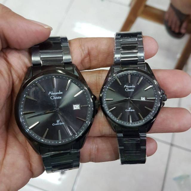 Jual JAM TANGAN ALEXANDRE CHRISTIE AC 8552 BLACK ORIGINAL COUPLE ...