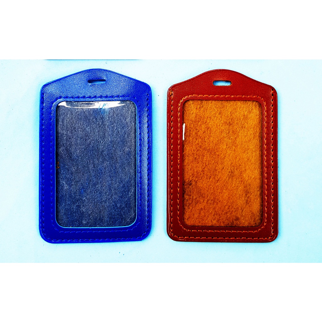 Jual holder id card kulit wadah kartu idcard kulit imitasi warna warni ...