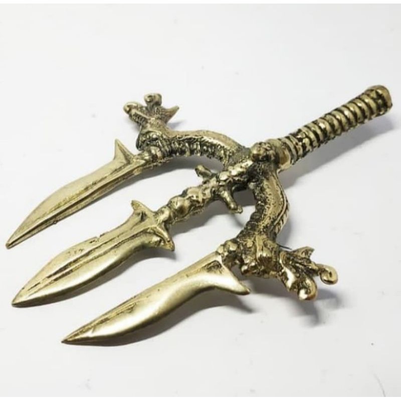 Jual Pusaka Tom Bak Trisula Pataka Naga Baruna Kuningan Kecil | Shopee ...