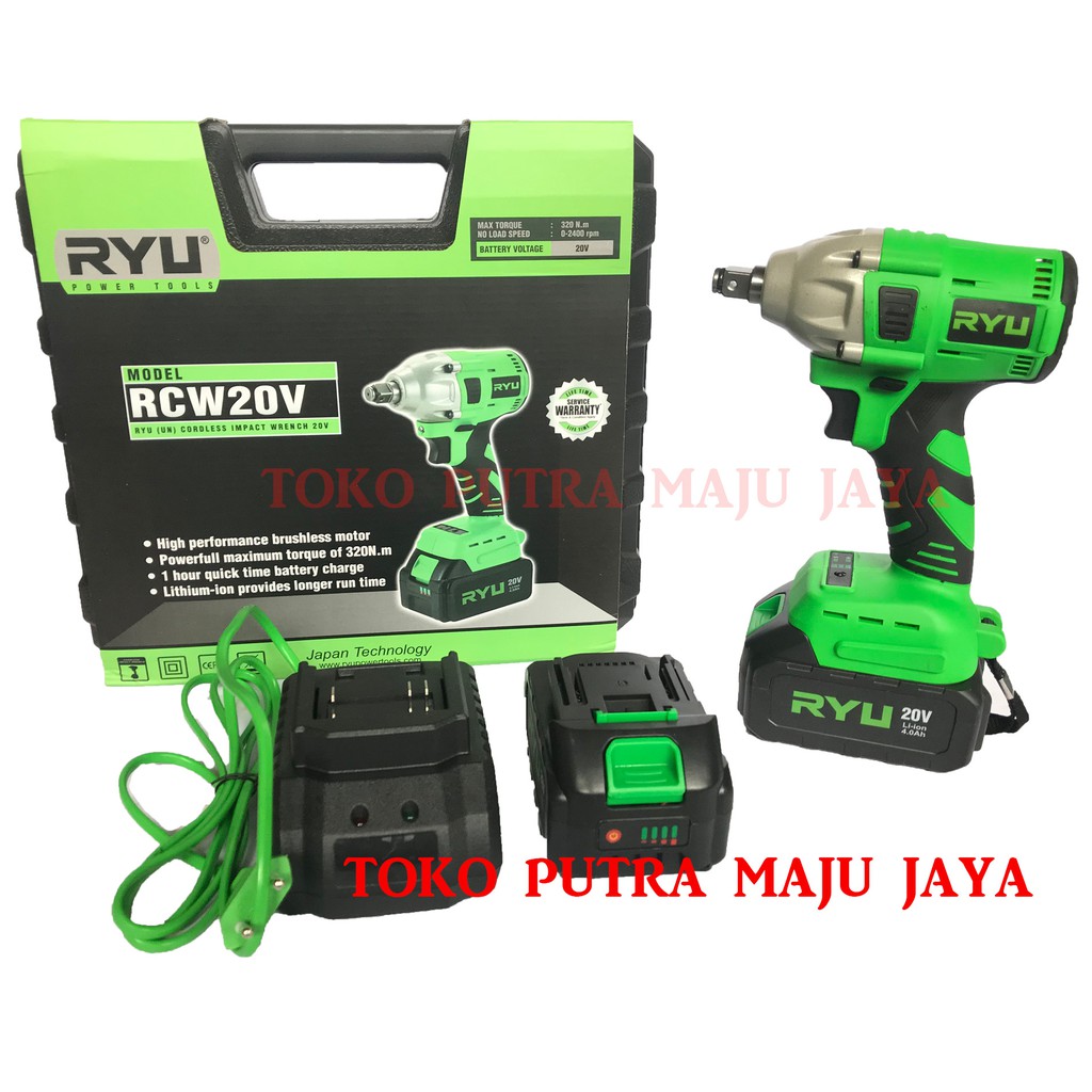 Jual MESIN CORDLESS IMPACT WRENCH RCW 20 VOLT RYU ALAT PEMBUKA BAUT RYU ...