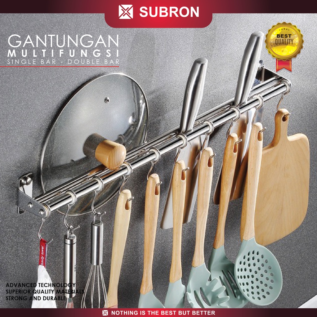 Jual SUBRON Kitchen Bar 80cm 100cm Rak Gantungan Dapur Pisau Sutil ...