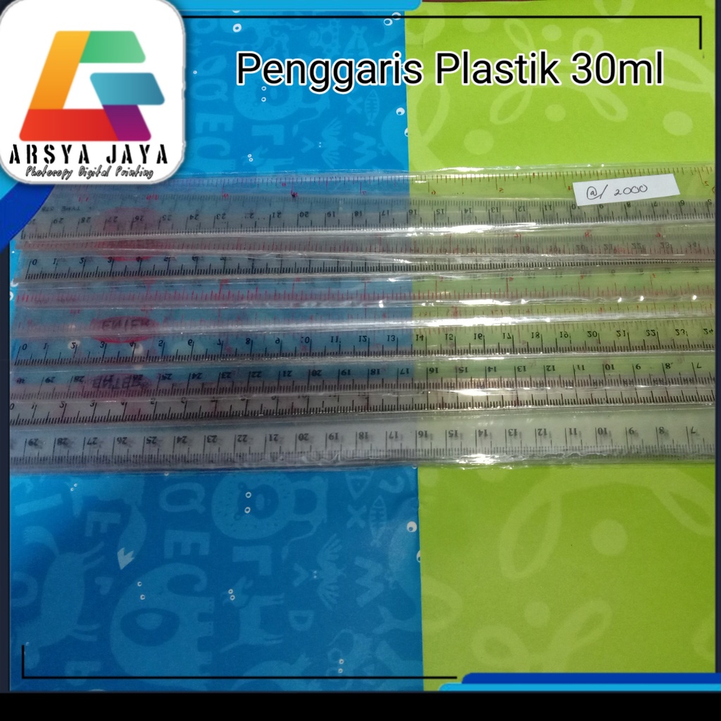 Jual ( 1 PCS ) Penggaris Plastik Mika 30 Cm Dan Penggaris Besi Elastis ...