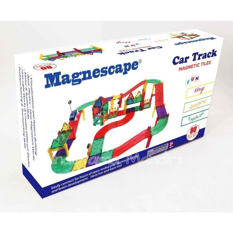 Jual Magnetic Tiles / Magnetic Car Track / Car Track / Magnescape 80pcs ...