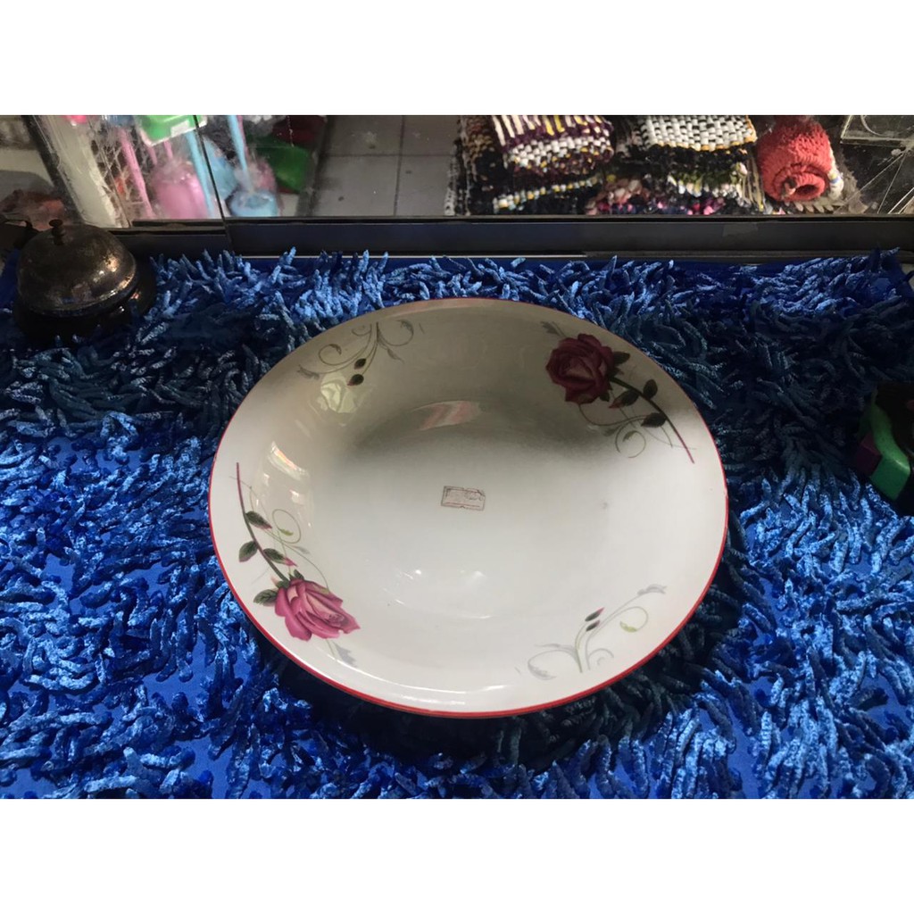 Jual Piring makan keramik motif bunga samping - Piring makan cantik ...