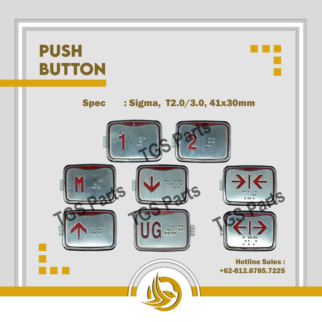 Jual Tombol Lift Sigma/Push Button, T2.0/3.0, 41x30mm, No.1,2,Close ...