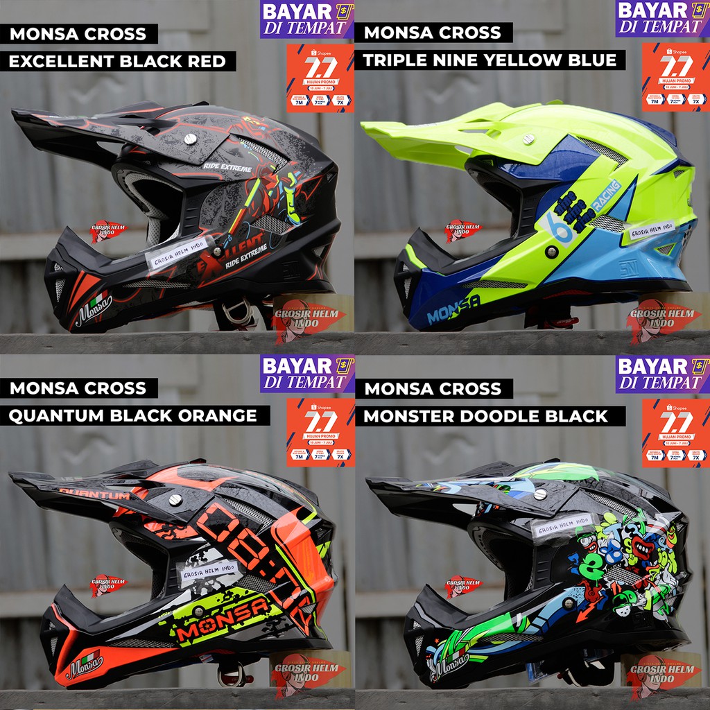 Jual HELM MONSA CROSS MOTIF MONSTER EXTREME_HELM CROSS RINGAN SNI_HELM ...