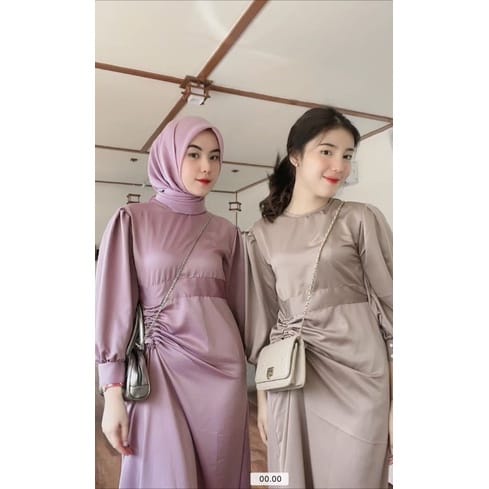 Jual Dress Satin Wisuda/Dress Satin Kondangan/Silk Dress Serut ...