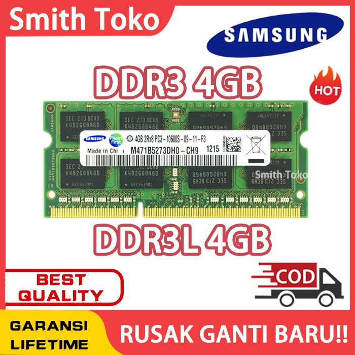 Jual Memory Ram laptop SAMSUNG SODIMM DDR3L 4GB 1600 1333 DDR3 4GB 1600 1333 DDR3 12800 10600 ...