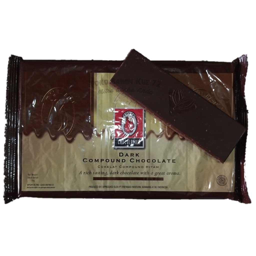 Jual [1batang] Tulip Dark Chocolate Compound 200gr (dari kemasan 1kg ...
