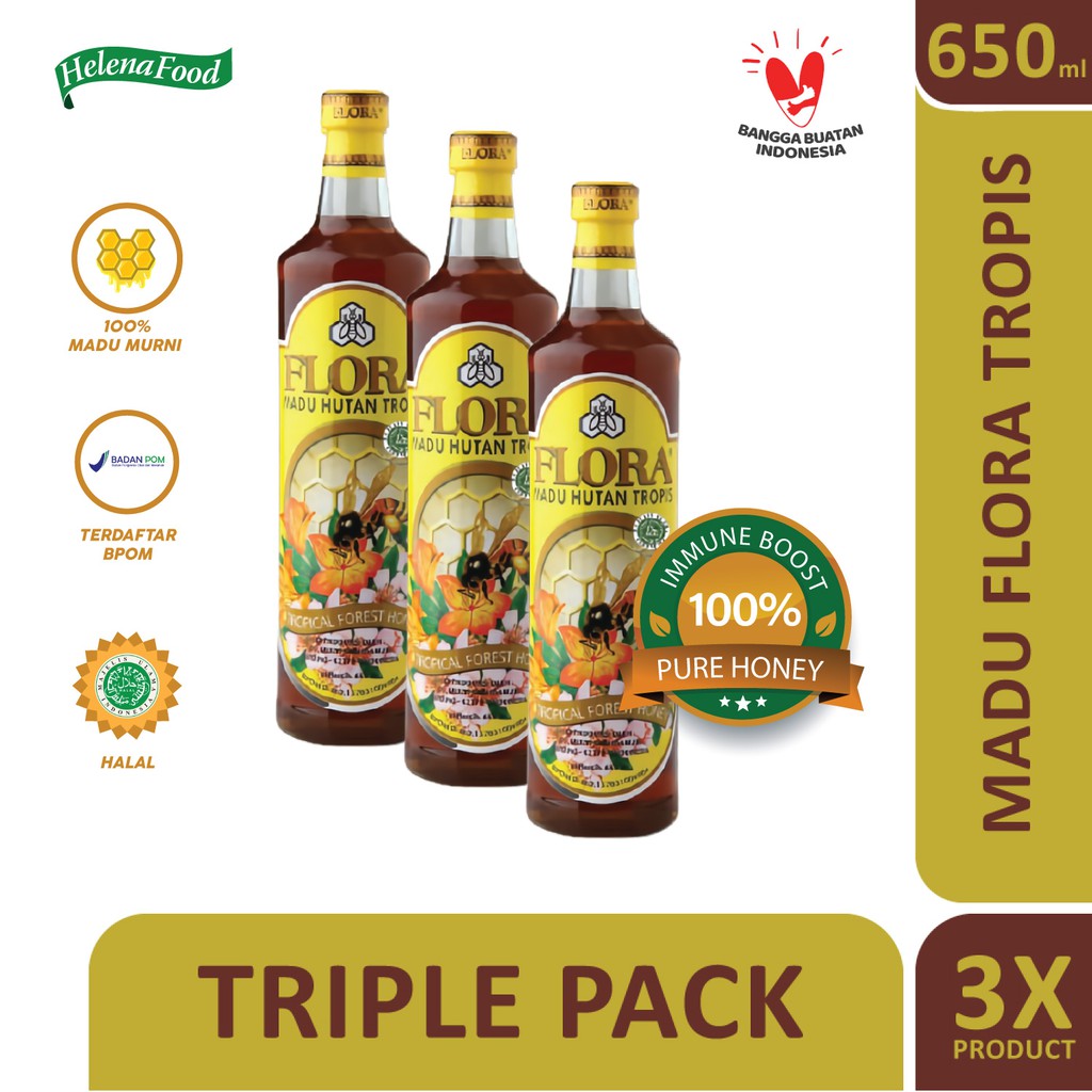 Jual PROMO! MADU HUTAN ASLI Flora Tropis 650 ml Madu Asli Hutan Tropis ( Promo Hemat 3 ...