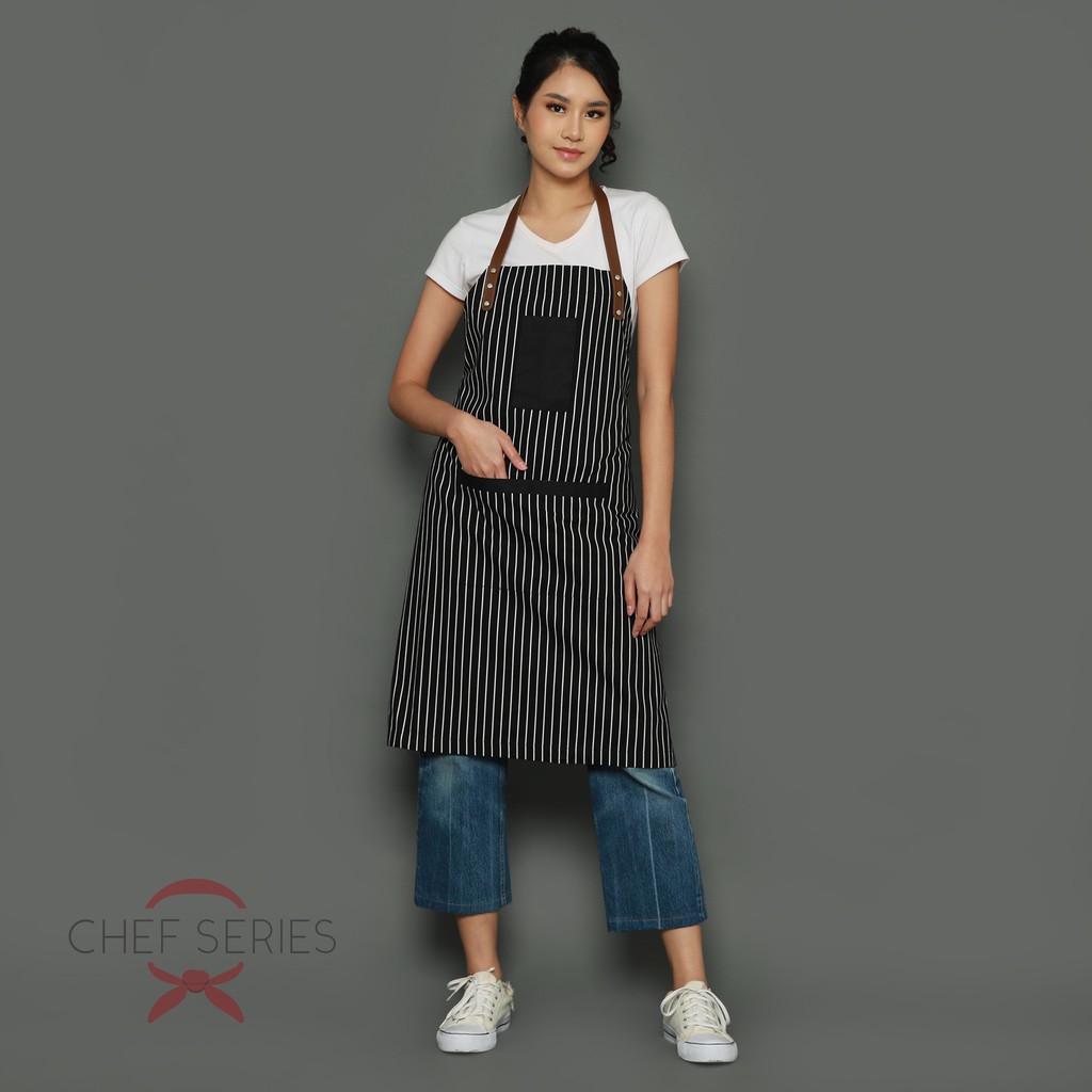 Jual Chef Series Small STRIPE Series Full Panjang Apron - Hitam ...