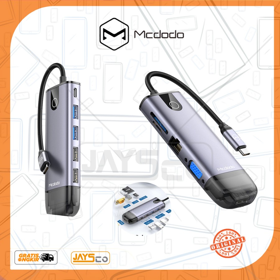 Jual Mcdodo HU-7420 USB HUB 10 in 1 Type C PD 100W HD MI VGA LAN SD TF CARD | Shopee Indonesia