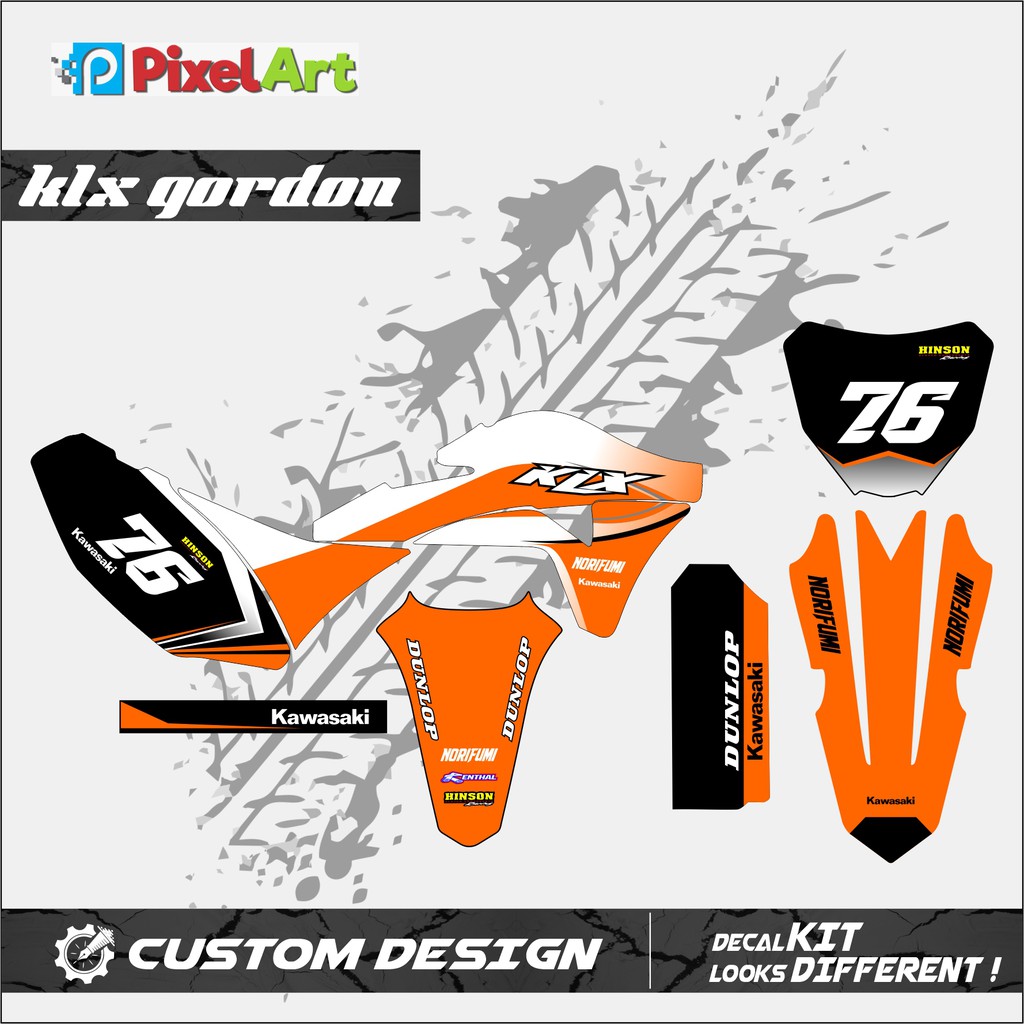 Jual STIKER DECAL MOTOR KLX GORDON STICKER ORANGE FULL BODY ANTI AIR ...