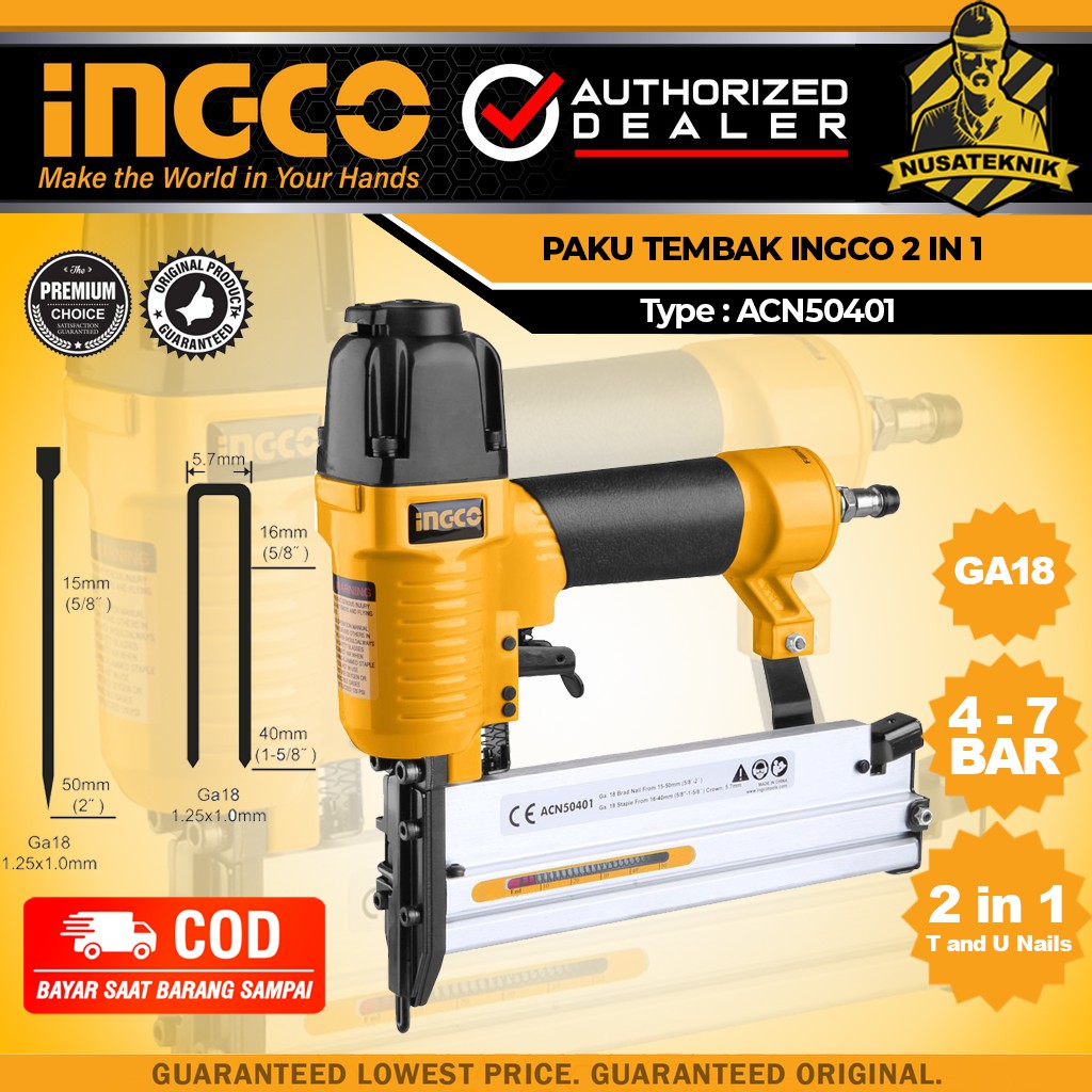 Jual GA18 MESIN PAKU TEMBAK INGCO ACN50401 STAPLES 2 IN 1 HEKTER TEMBAK ...