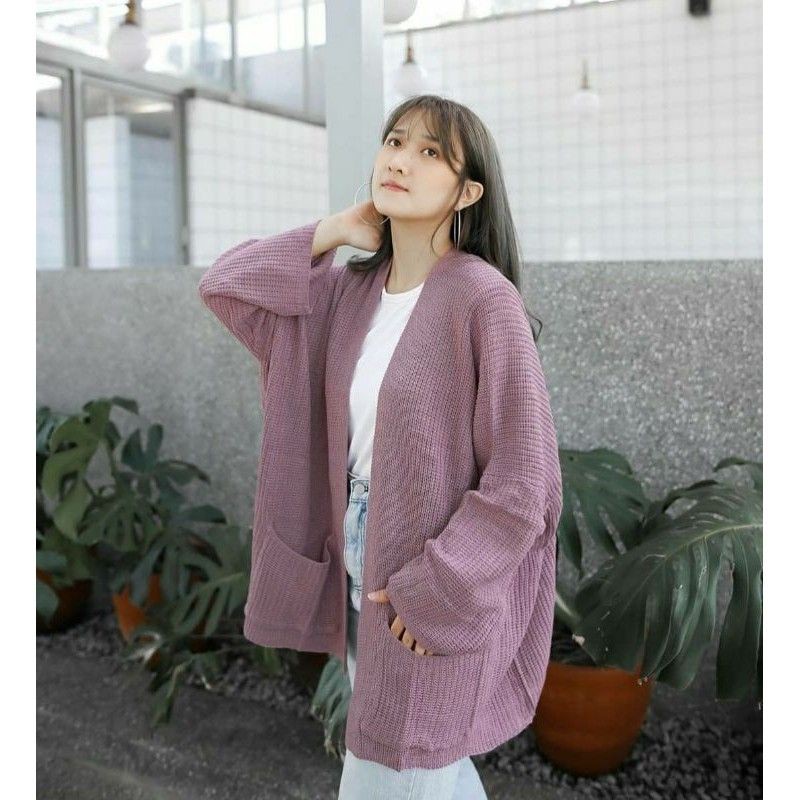 Jual OVERSIZED CARDIGAN RAJUT lAVELLA TEBAL STORE09 MURAH | Shopee Indonesia