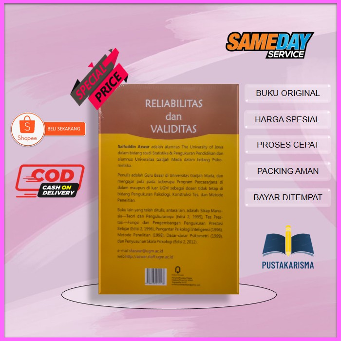 Jual Buku Reliabilitas dan Validitas Edisi 4 karya oleh Saifuddin Azwar ...