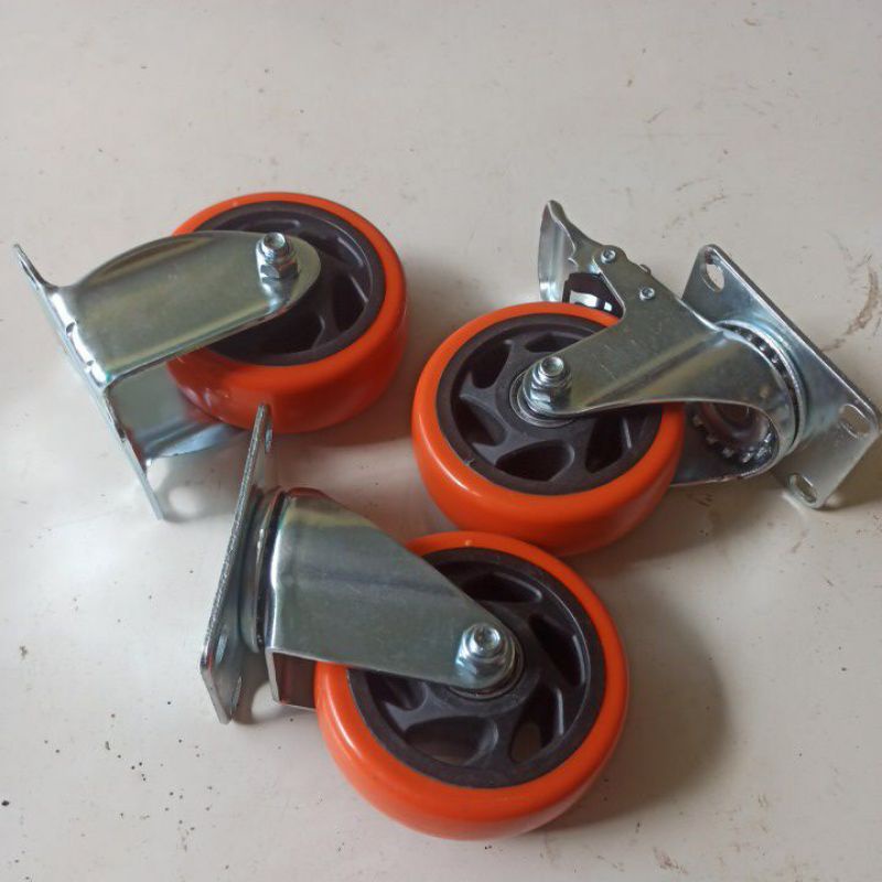 Jual RODA TROLY PU MERAH MERK GLX 4 inci | Shopee Indonesia