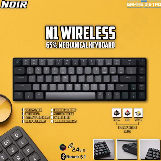 Jual NOIR N1 - N1V2 RGB 65% Wireless Black Grey Mechanical Keyboard ...