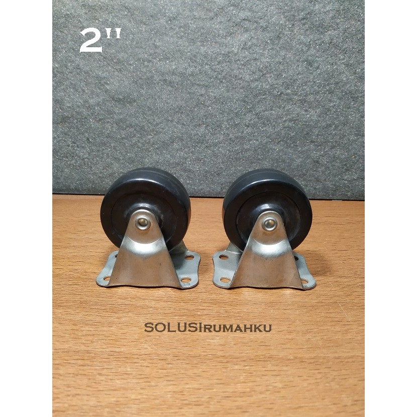 Jual Per Buah Roda Karet 2" ( 5 cm ) MATI / RIGID Black Rubber Wheel ...